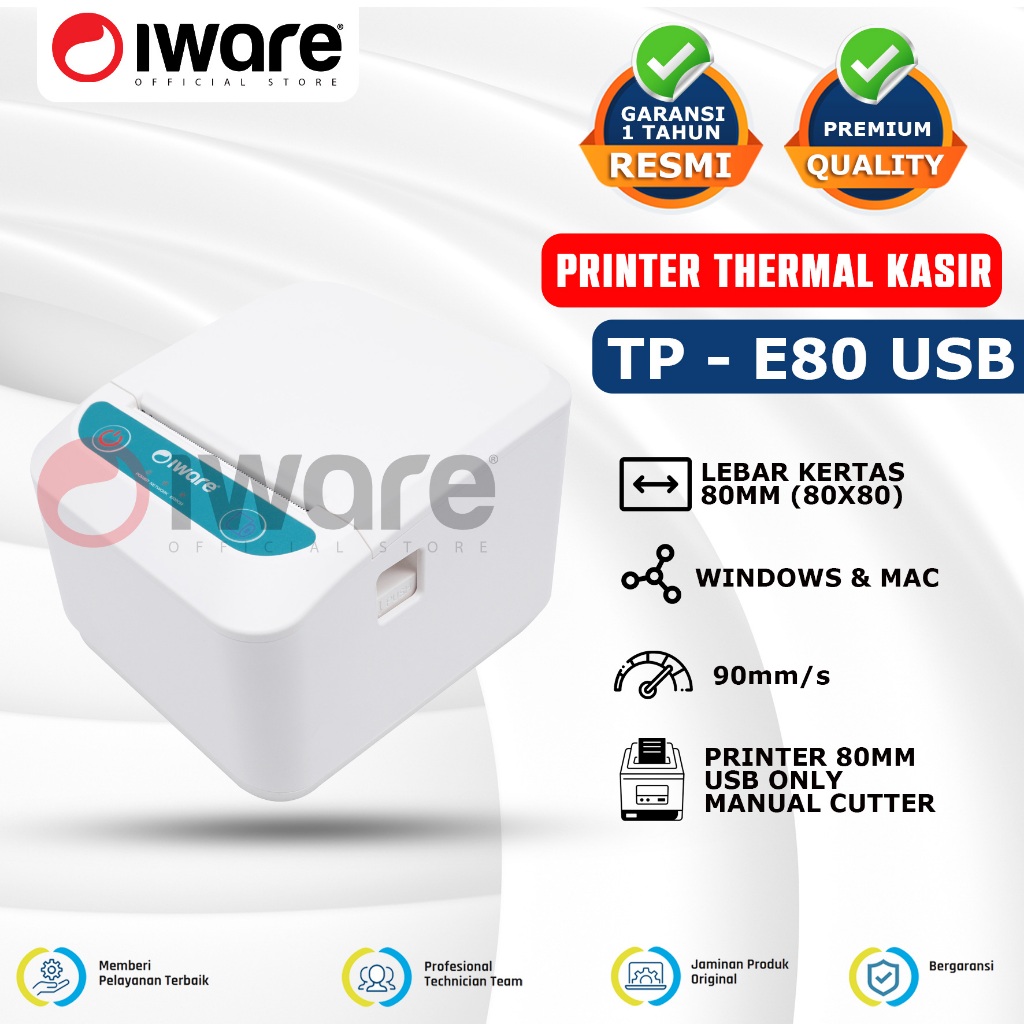 Jual Iware Printer Kasir Thermal 80mm TP-E80 Usb Manual Cutter Port ...