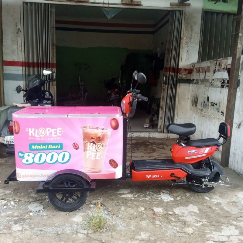 Jual GEROBAK ES KOPI KEKINIAN SEPEDA LISTRIK 2SEKAT UK.100X60X60 FREE ...