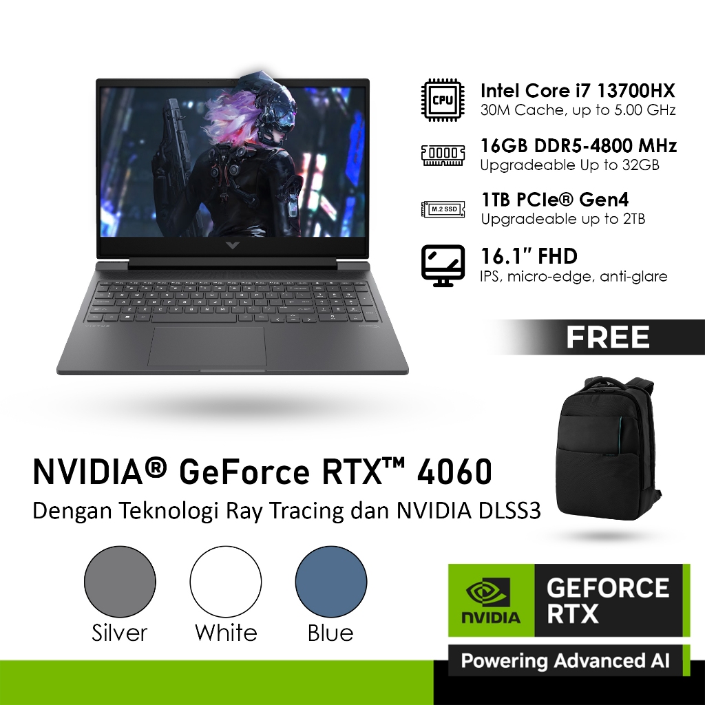 Jual HP VICTUS 16 R0888TX GeForce RTX™ 4060 8GB - i7 13700HX 16GB 1TB ...