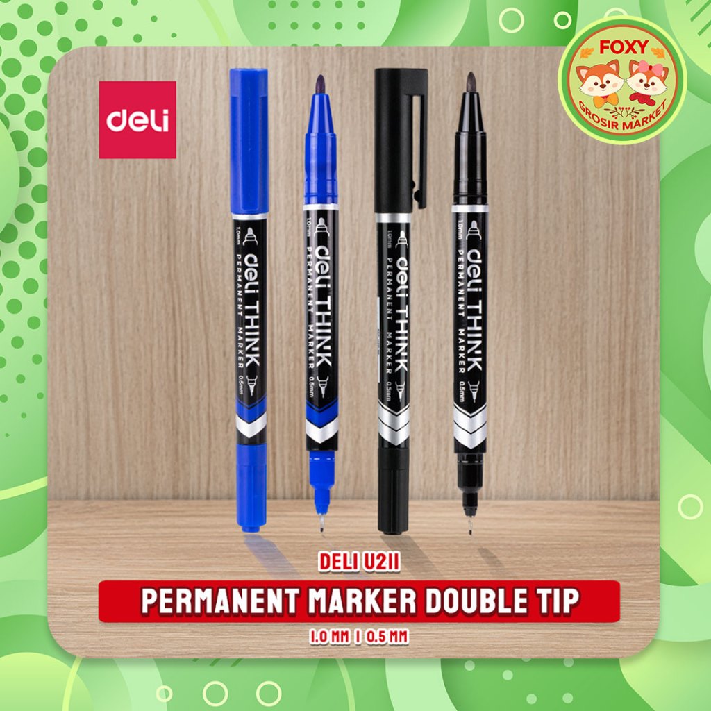 Jual (1 PCS) Spidol Deli Think U211 Permanent Marker Dual Tip 2 Ujung ...