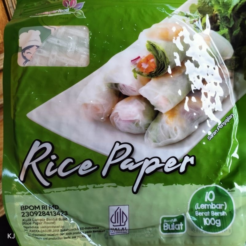 Jual 10 lembar rice paper bulat diameter 22 cm/spring roll/kulit lumpia ...
