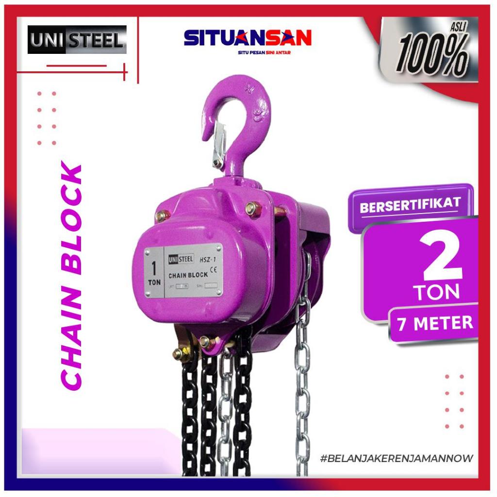 Jual Chain Block 2 Ton x 7 Meter Takel Katrol Original Premium UNISTEEL ...