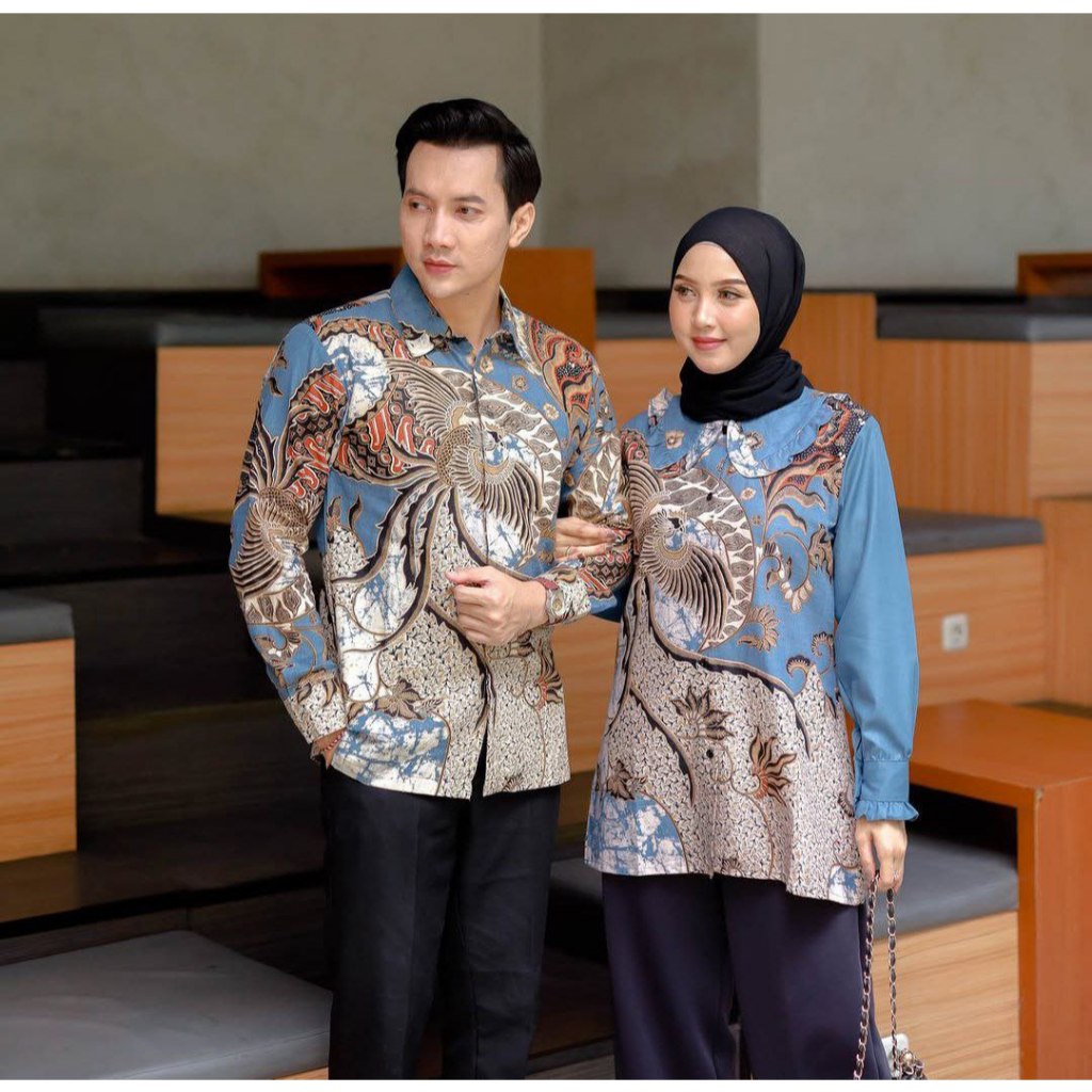 Jual Benang Raja Batik Couple Pria Wanita Katun Merak Biru | Shopee ...