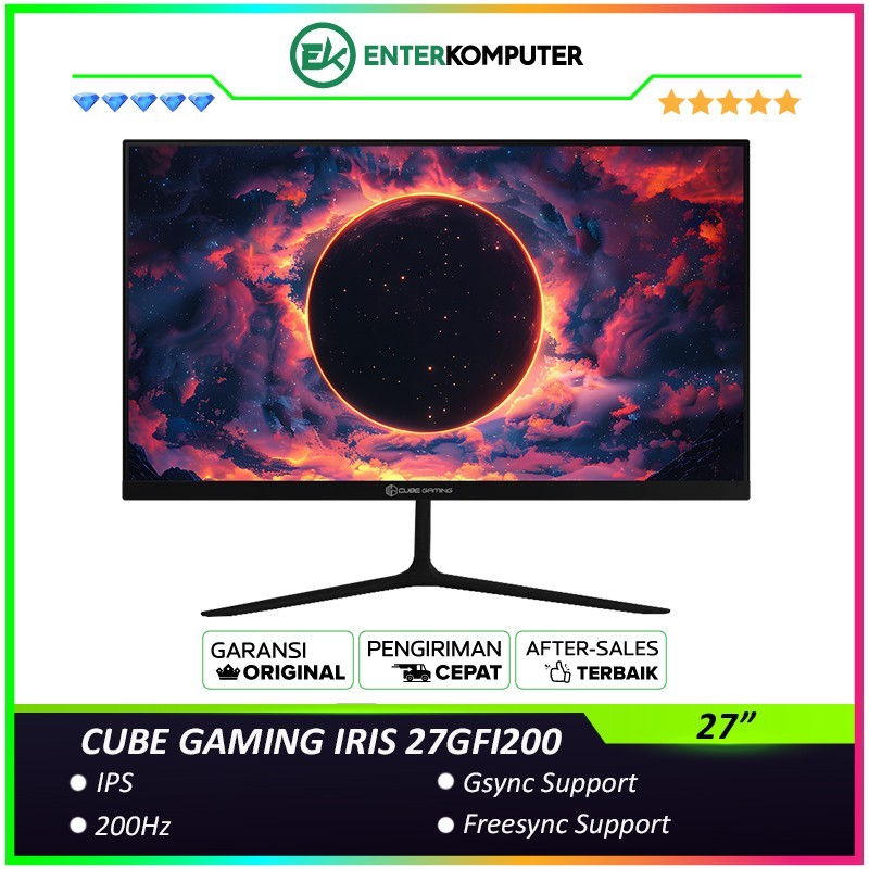 Jual CUBE GAMING IRIS 27GFI200 27" FHD IPS Frameless 200Hz Gaming ...