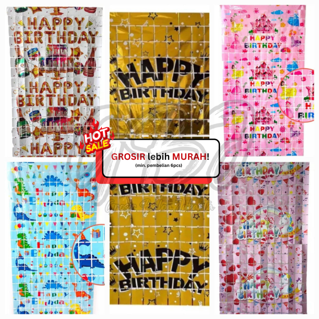 Jual TIRAI FOIL PETAK MOTIF Ulang Tahun / Kotak Rumbai / Backdrop ...
