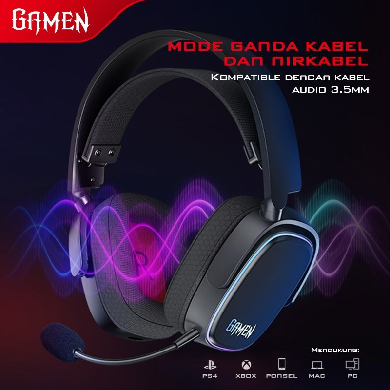 Jual Gamen Gaming Wireless Headset Shadow 40MS Low Latency Bluetooth ...