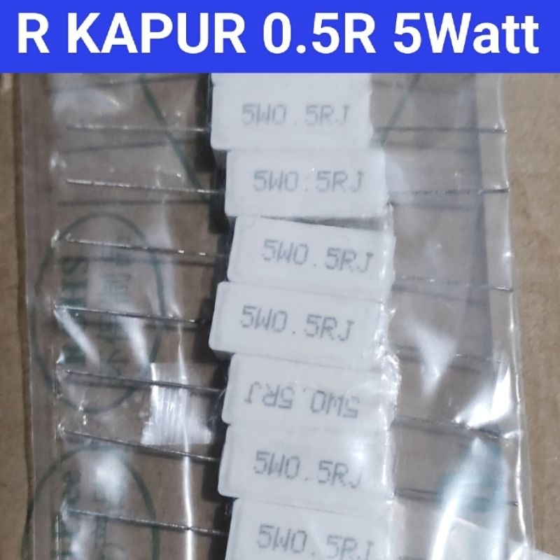 Jual 10 Pcs Resistor Kapur 5 Watt 0,22 0,33 0,47 0,5 4,7 10 Ohm Pilih sesuai kebutuhan | Shopee ...