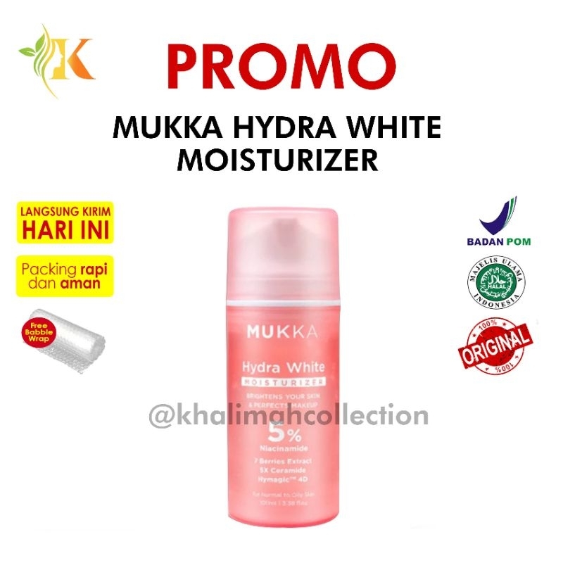 Jual PROMO MUKKA HYDRA WHITE MOISTURIZER 5% NIACINAMIDE 100 ML PELEMBAB ...
