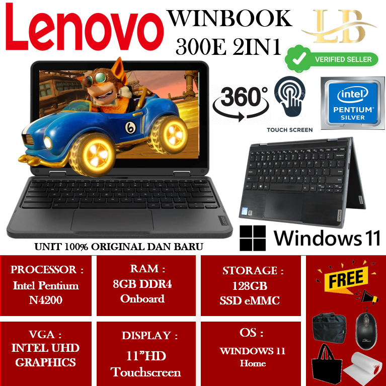 Jual Laptop Lenovo 300E 2in1 11 Intel Pentium N4200 8GB 128GB 11"Touchscreen Win11Home | Shopee ...