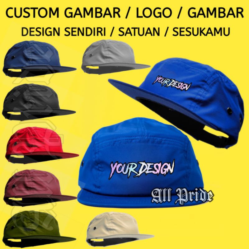 Jual Topi 5 Panel Custom Desain Sendiri / Topi Custom Gambar Tulisan ...