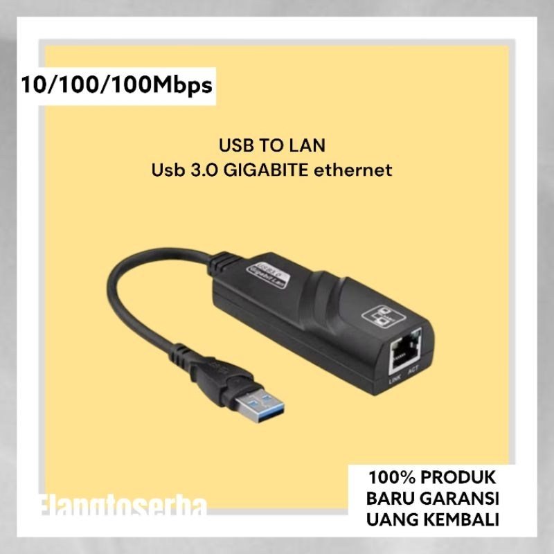 Jual LAN TO USB USB 3.0 to Gigabit Ethernet RJ45 LAN 10/100/1000Mbps ...
