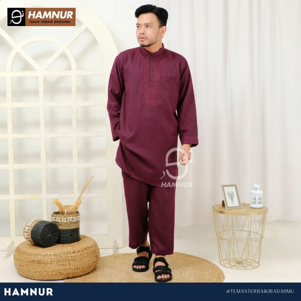 Jual Hamnur Baju Koko Setelan Pakistan Pria Dewasa Warna Merah Maroon ...