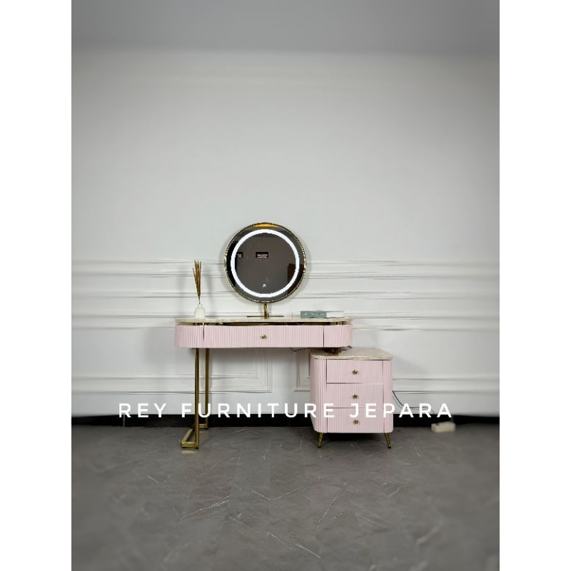 Jual Meja rias modern marmer krem asli stainless cermin led ...