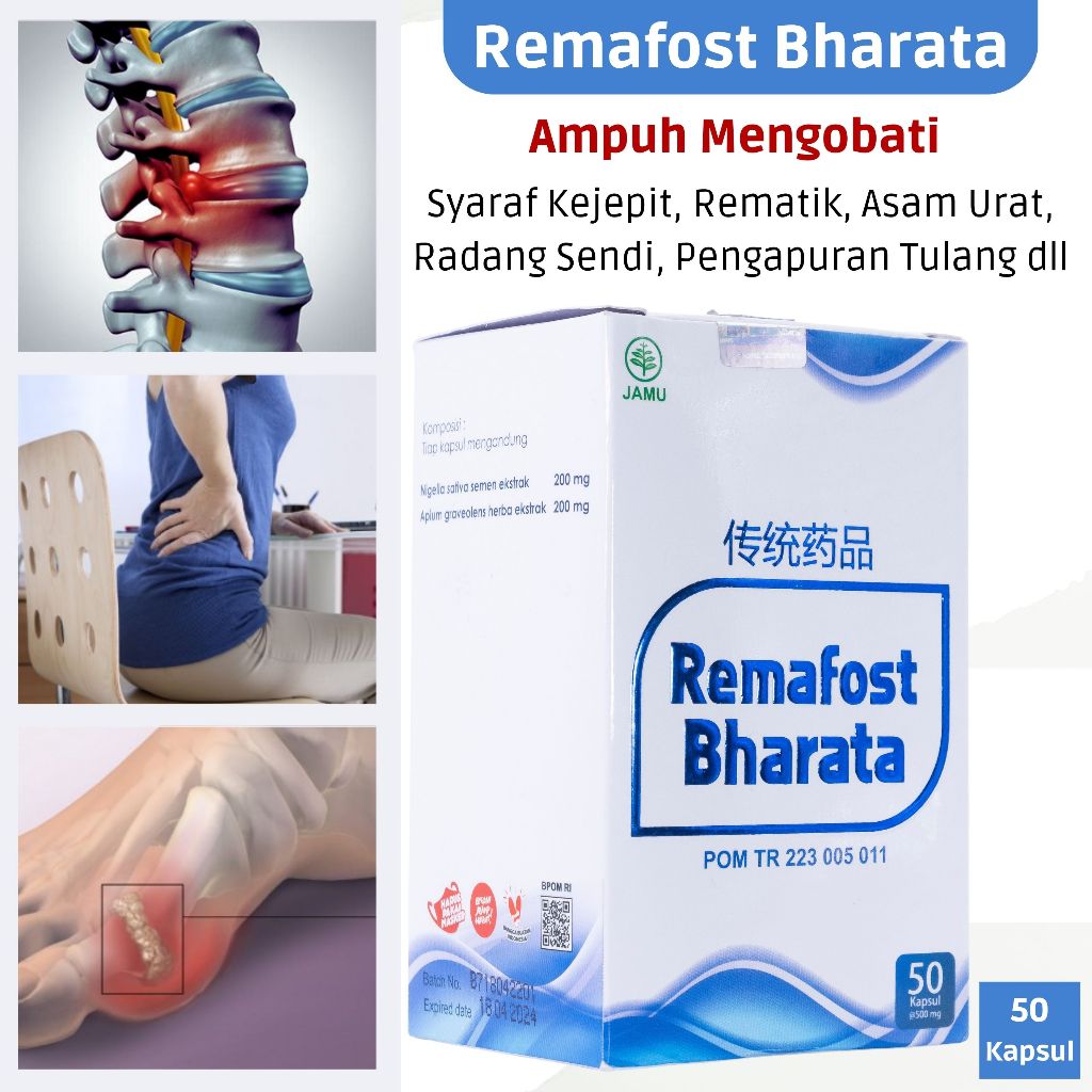 Jual Remafost Bharata Obat Syaraf Kejepit Ampuh Original | Obat Rematik ...