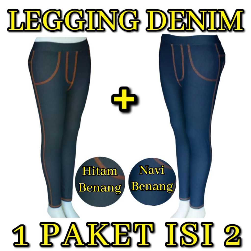 Jual Celana Legging Wanita Bahan Denim 1 Paket isi 2 / Celana Legging ...