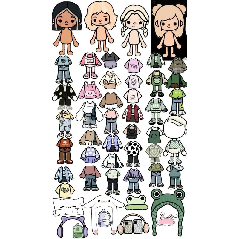 Jual Karakter Dan Baju Perlengkapan Mainan Paper Doll Toca Boca (tema 7 ...