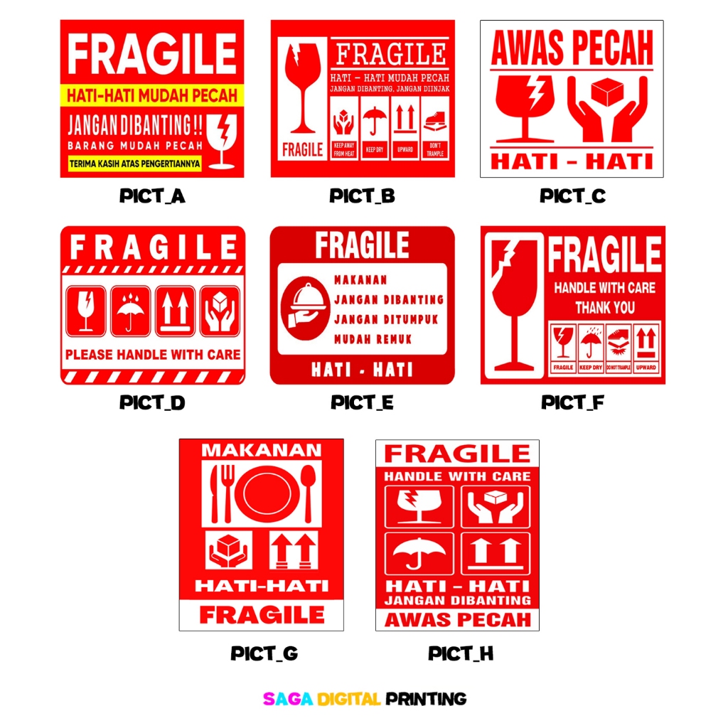 Jual SAGADigital Stiker Fragile Cetak Stiker Label Pengiriman Fragile ...