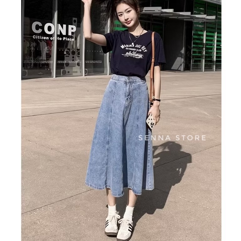 Jual rok jeans Korean style - rok denim skirt mayung - rok wanita jumbo ...
