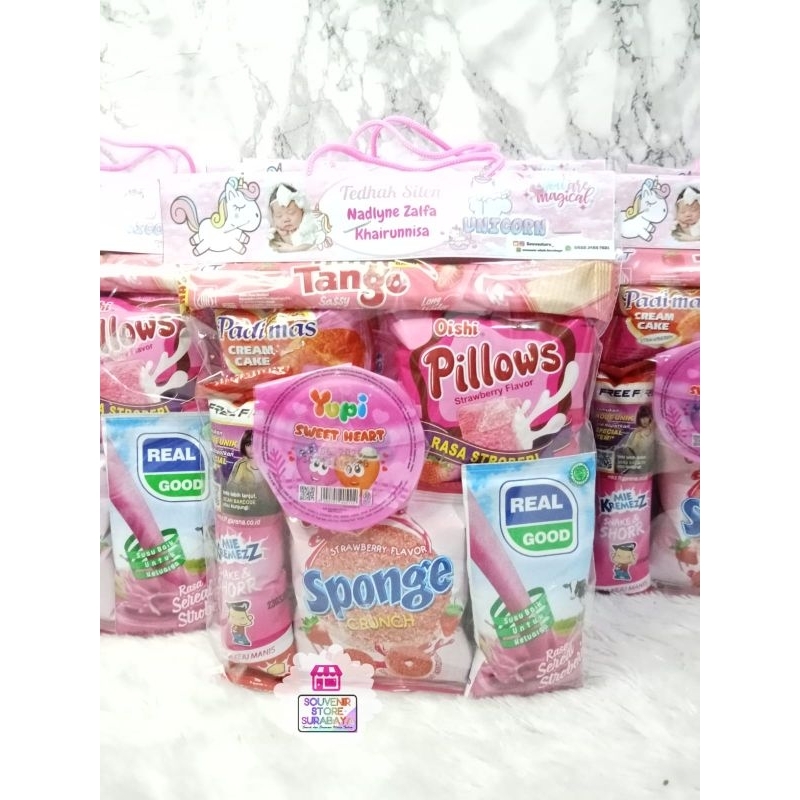 Jual Snack ultah serba Pink Kode MS1 || Paket snack ulang tahun anak ...