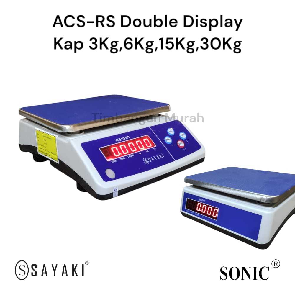 Jual Timbangan digital dengan akurasi tinggi SONIC / SAYAKI tipe ACS-rs Kapasitas 3kg sampai ...