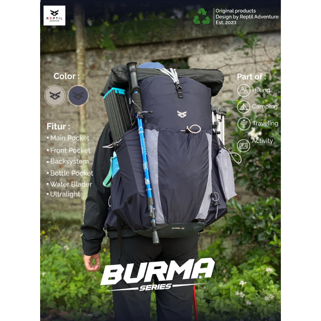 Jual TAS GUNUNG/CARRIER ULTRALIGHT 40L REPTIL ADVENTURE BURMA series ...