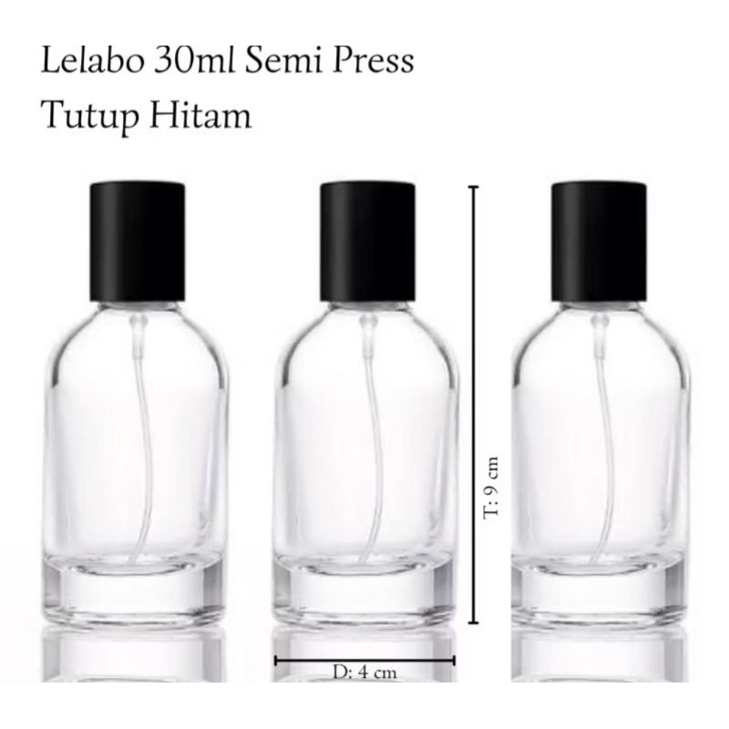 Jual botol kosong lelabo 30 ml semi pres tutup HITAM glossy | Shopee ...