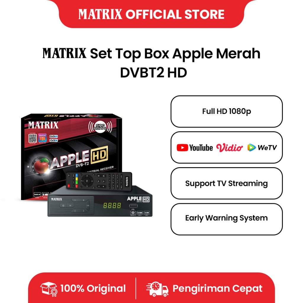 Jual MATRIX Set Top Box Apple Merah DVBT2 HD / STB TV Digital | Shopee ...