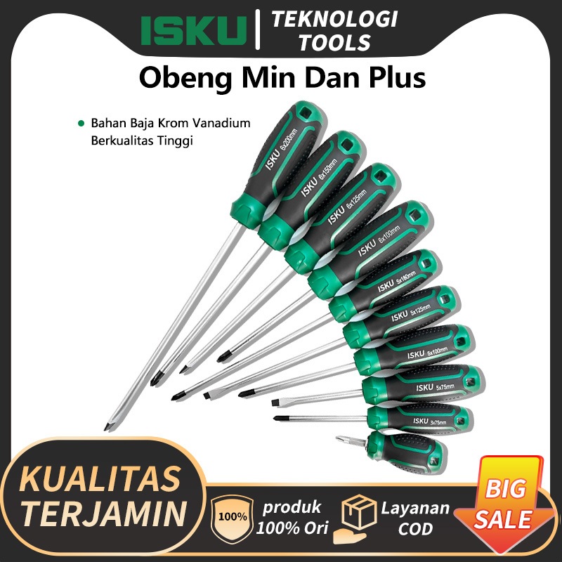 Jual ISKU Obeng Set/Pegangan Karet Magnetic Screwdriver/Obeng ukuran ...