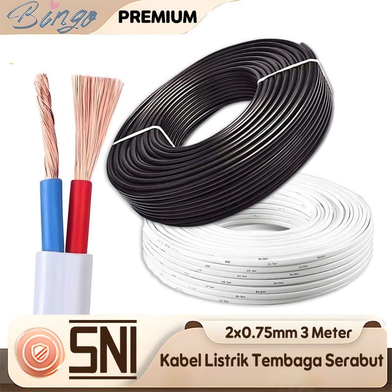 Jual Kabel Tembaga Murni 3 Meter 2x0.75mm Kabel Listrik NYMHY SNI Kabel Tembaga Murni | Shopee ...