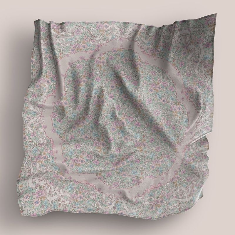 Jual Hijab Harumna segi empat motif Bow & Flower original design ...