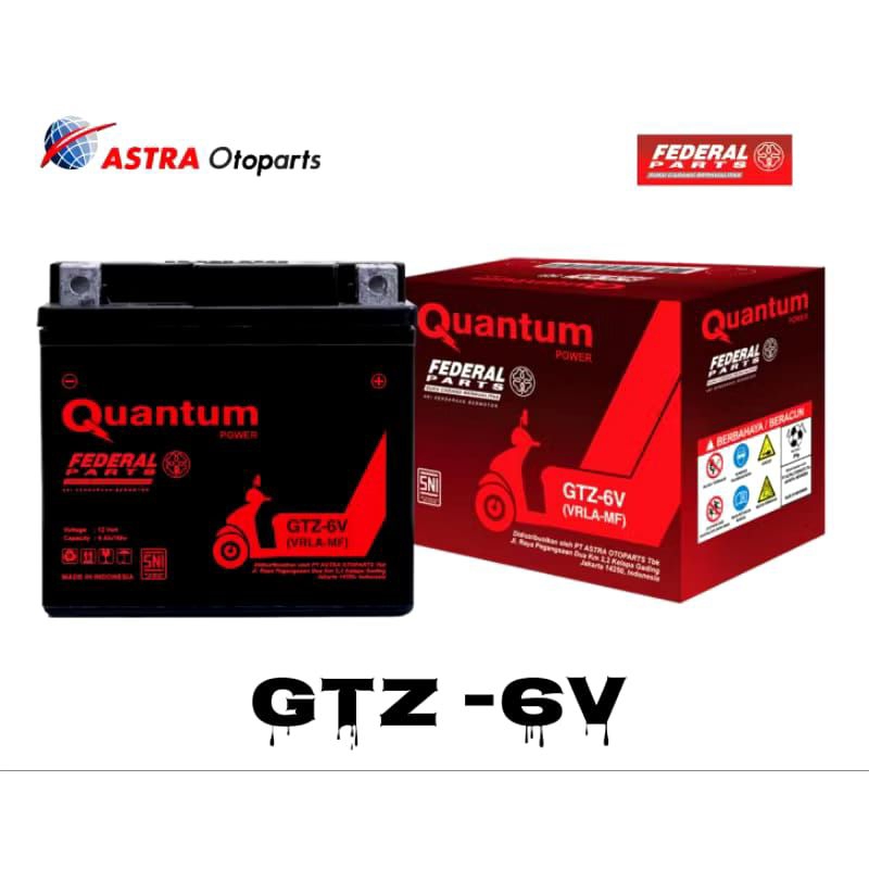 Jual AKI ACCU GTZ6V FULL KERING MERK FEDERAL QUANTUM ASTRA ORI 100% AKI ...