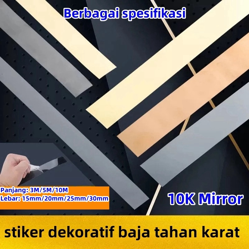 Jual 3M/5M/10M List Plat Strip Mirror Gold List Plat Strip 8K Mirror ...