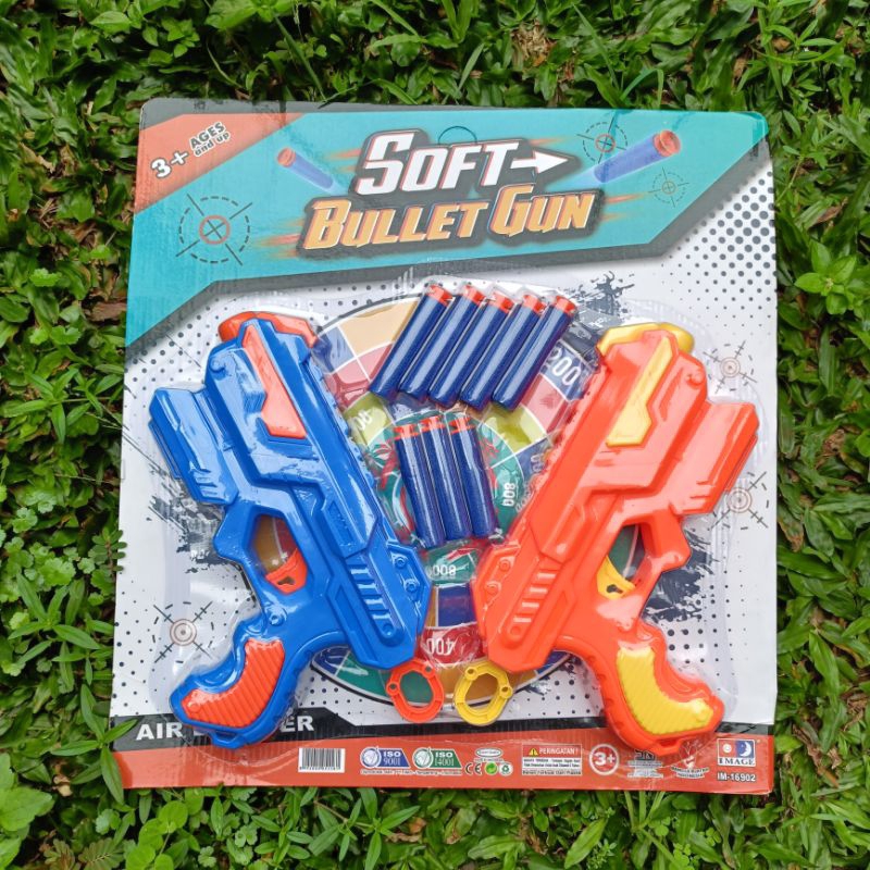Jual mainan anak pistol soft bullet gun foam shooter fire caster nerf ...