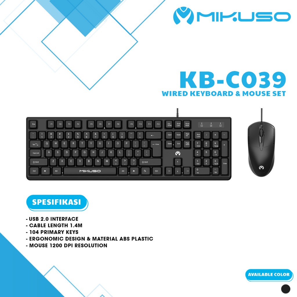 Jual Mikuso KB-C039 Wired Keyboard & Mouse Set | Shopee Indonesia