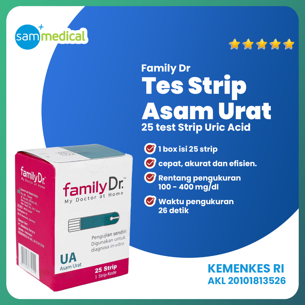 Jual Family Dr Uric Acid Strip @25 Test / Isi Ulang Strip / Refill ...