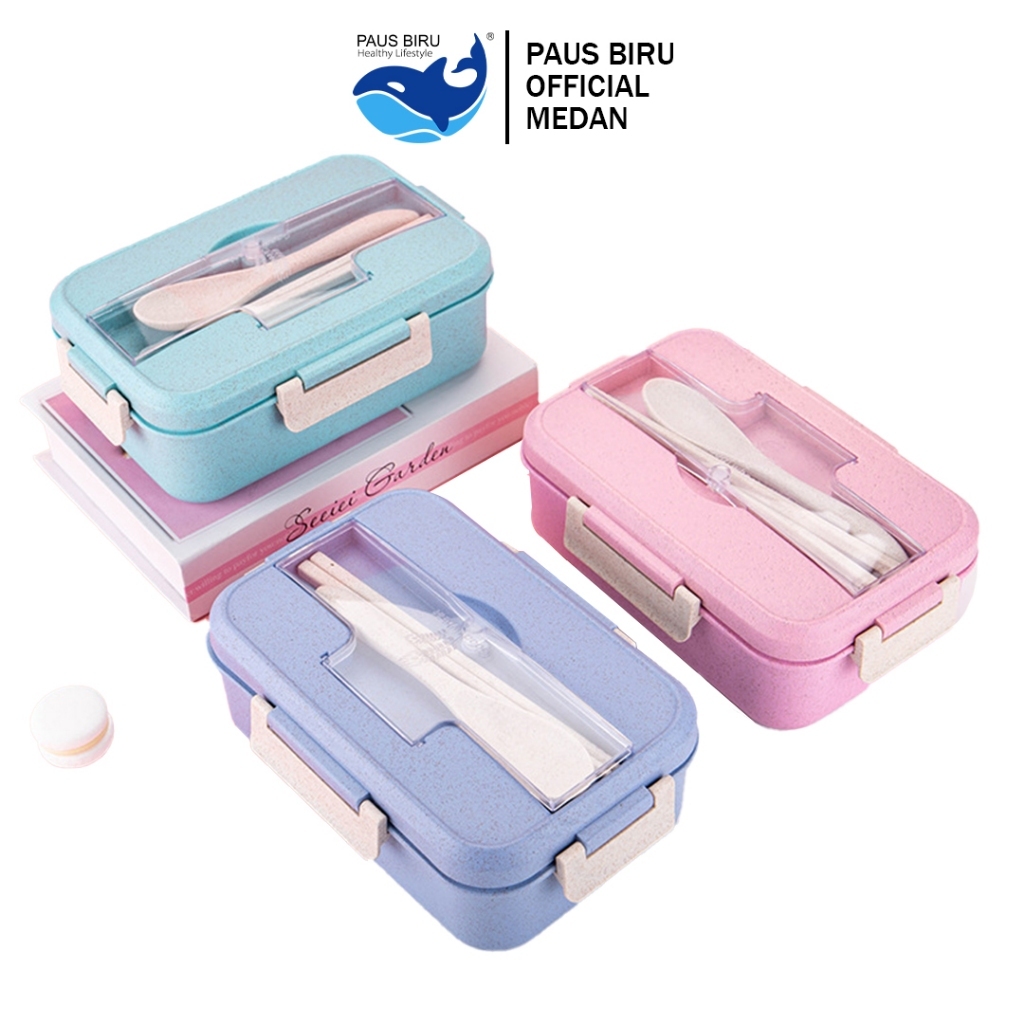 Jual Paus Biru - Lunch Box Set Kotak Bekal Makan 1000ml 4 In 1 Dengan Alat Makan | Kotak Bekal ...