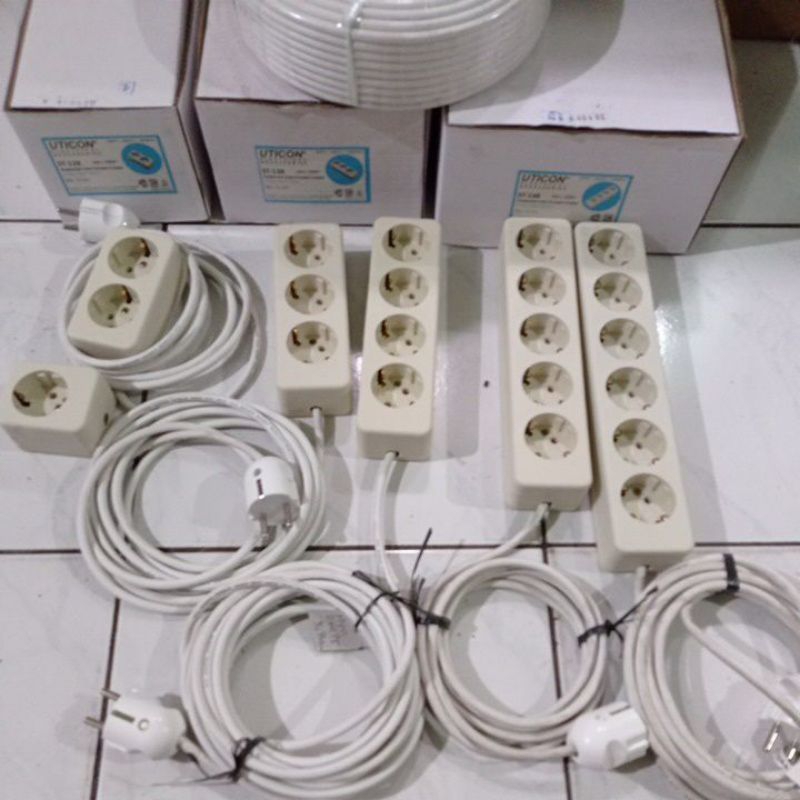 Jual Stop Kontak Uticon 1lb,2lb,3lb,4lb,5lb,6lubang +kabel 1,2,3,4,5,6,7,8,9,10 meter | Shopee ...