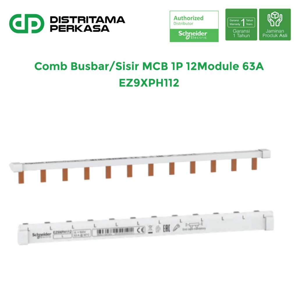 Jual Schneider Comb Busbar/Sisir MCB 1P 12 Module 63A - EZ9XPH112 ...