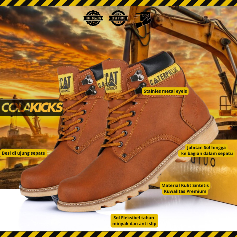 Jual Sepatu Safety Pria Boots Ujung Besi Caterpillar - Safety Boots ...