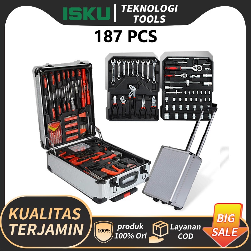 Jual ISKU Toolkit Set 187/kunci shock set /kunci Bengkel motor komplit - 187pcs | Shopee Indonesia