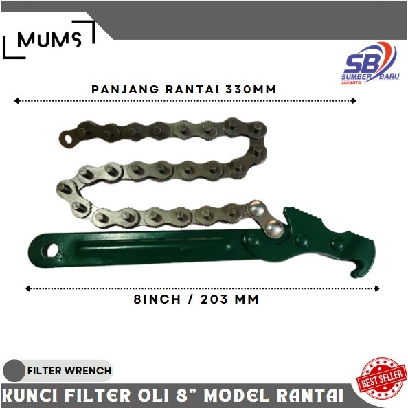 Jual PROMO Kunci Oli Filter Model Rantai 8 inch Wrench for Oil Filter ...