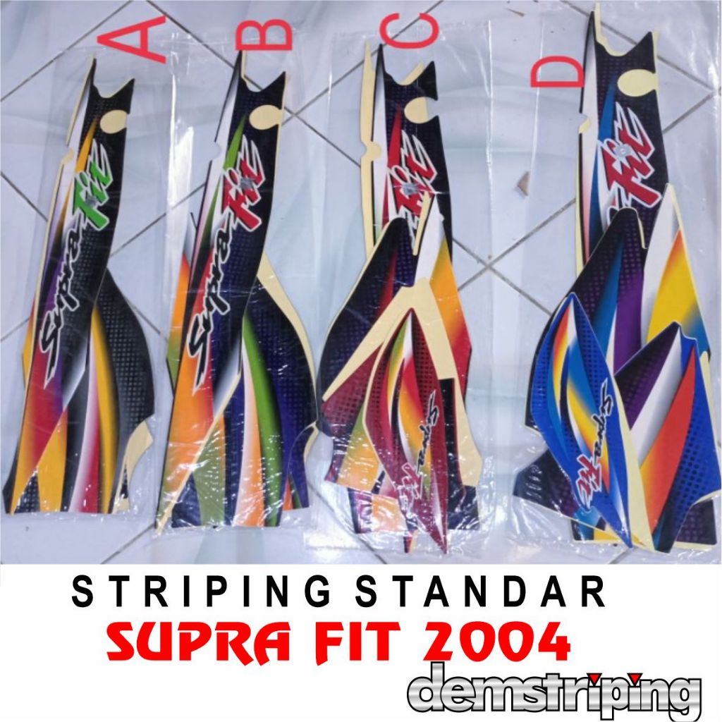 Jual Stiker striping Supra Fit 2004 tromol ada 4 warna striping motor ...