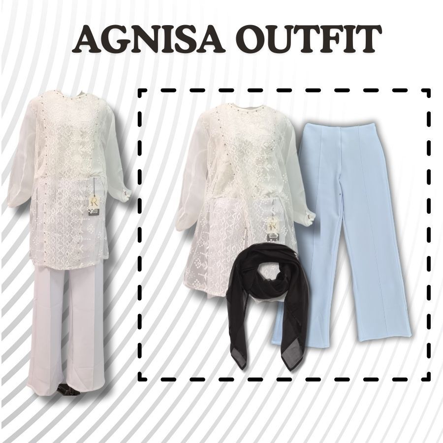 Jual Agnisa Set | Outfit Remaja Kondangan Kekinian (Setelan Outer Brokat, Celana Kulot, dan ...