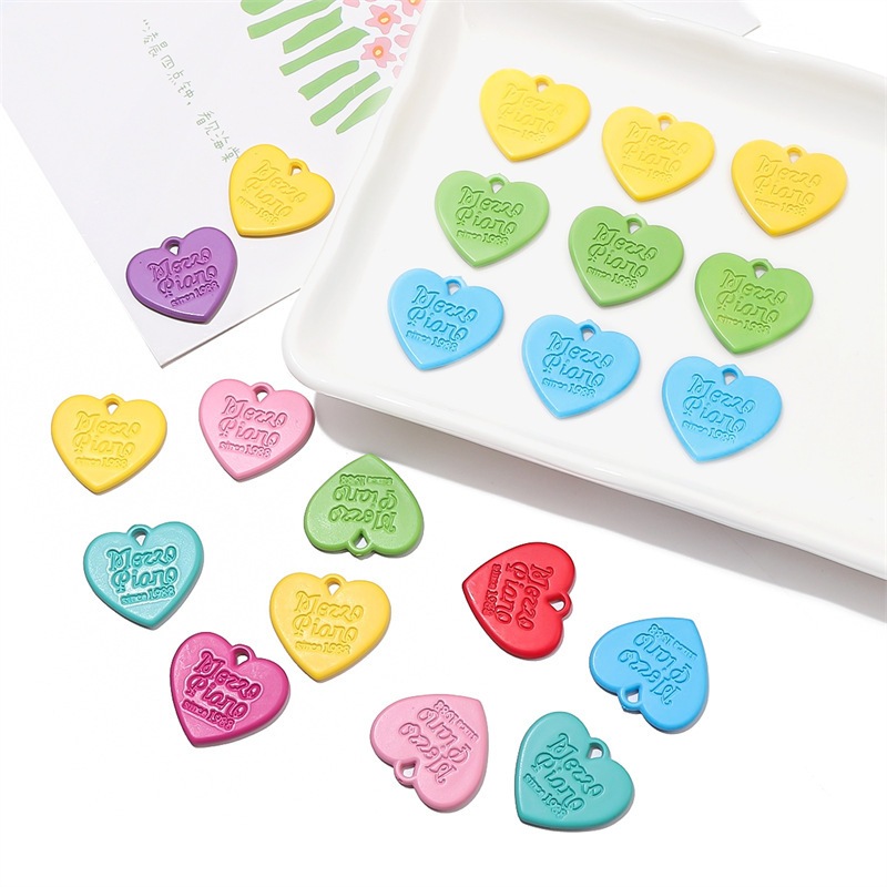 Jual 1 Buah Manik Charm Aesthetic Heart Love Pastel - City Beads ...