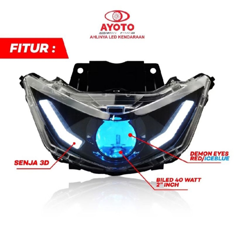 Jual HEADLAMP REFLEKTOR FULL SET BEAT DELUXE BILED PROJECTOR 2INCHI ...