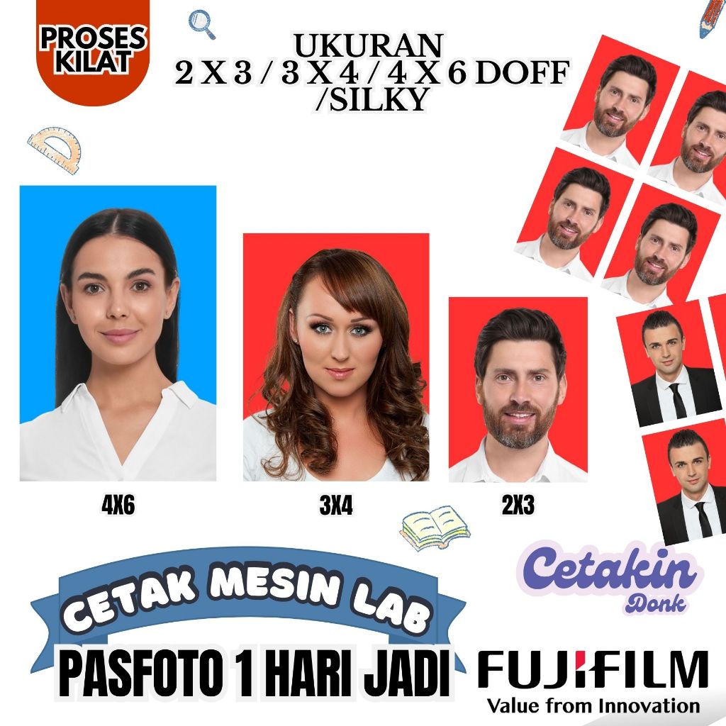 Jual CETAK PAS FOTO BAHAN DOFF/LUSTER BERKUALITAS FUJIFILM PAPER ...
