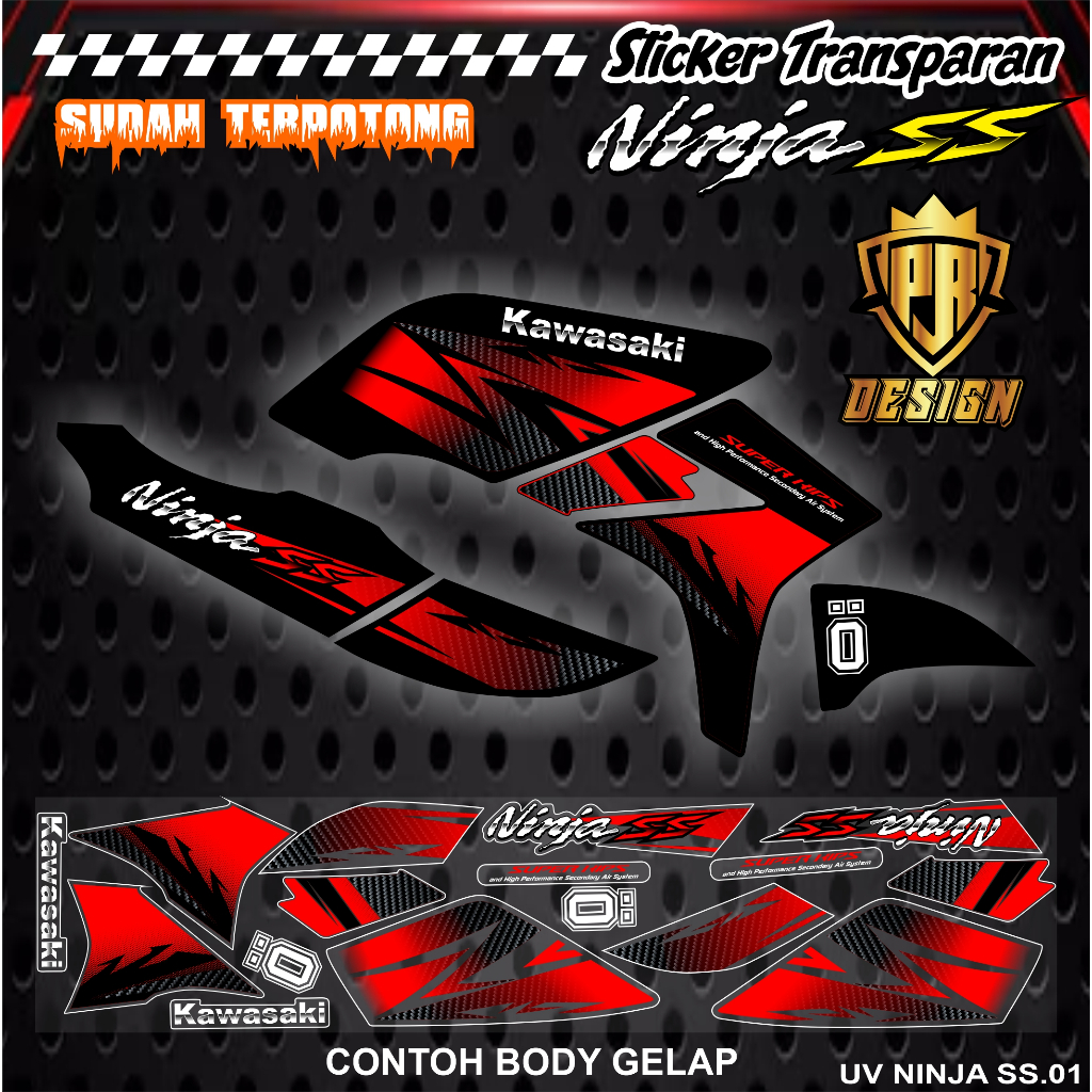 Jual Striping NINJA SS Variasi Sticker Motor NINJA SS UV TRANSPARAN ...