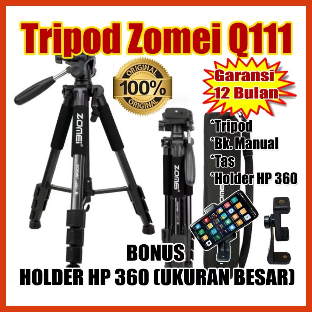 Jual Tripod Zomei Q111 Original, Bonus : Holder HP 360 Ukuran Besar ...