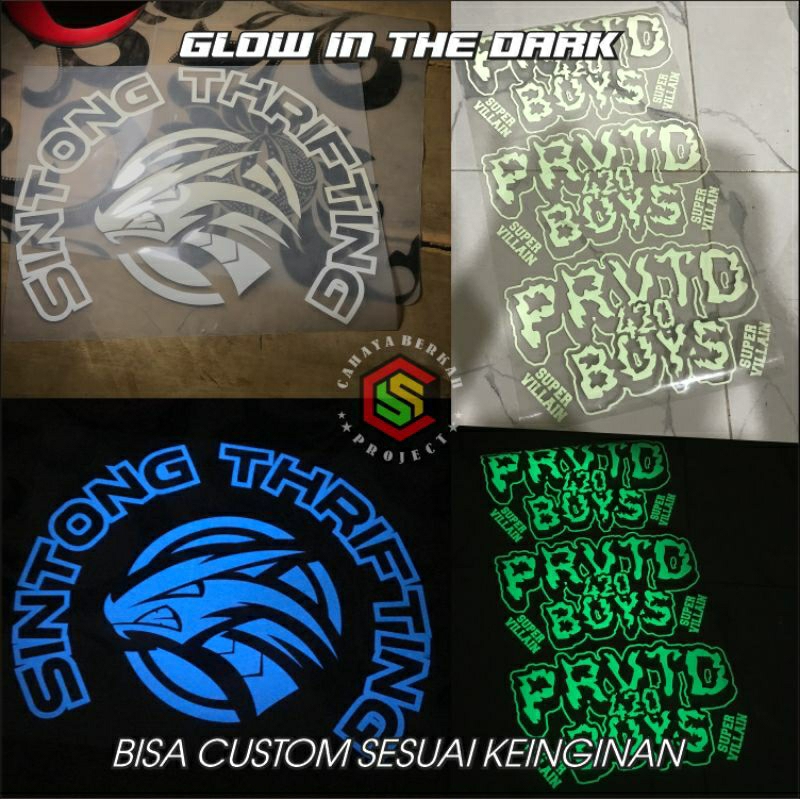 Jual sablon setrika sablon menyala sablon glow in the dark reflektif ...