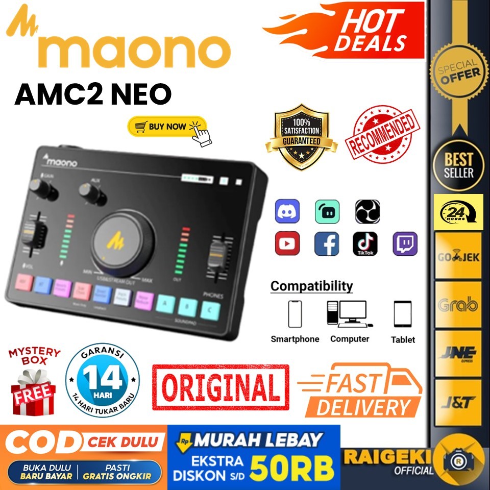 Jual MAONO AMC2 NEO Audio Interface One Stop Mixer Soundcard for Podcast Live Streaming ...